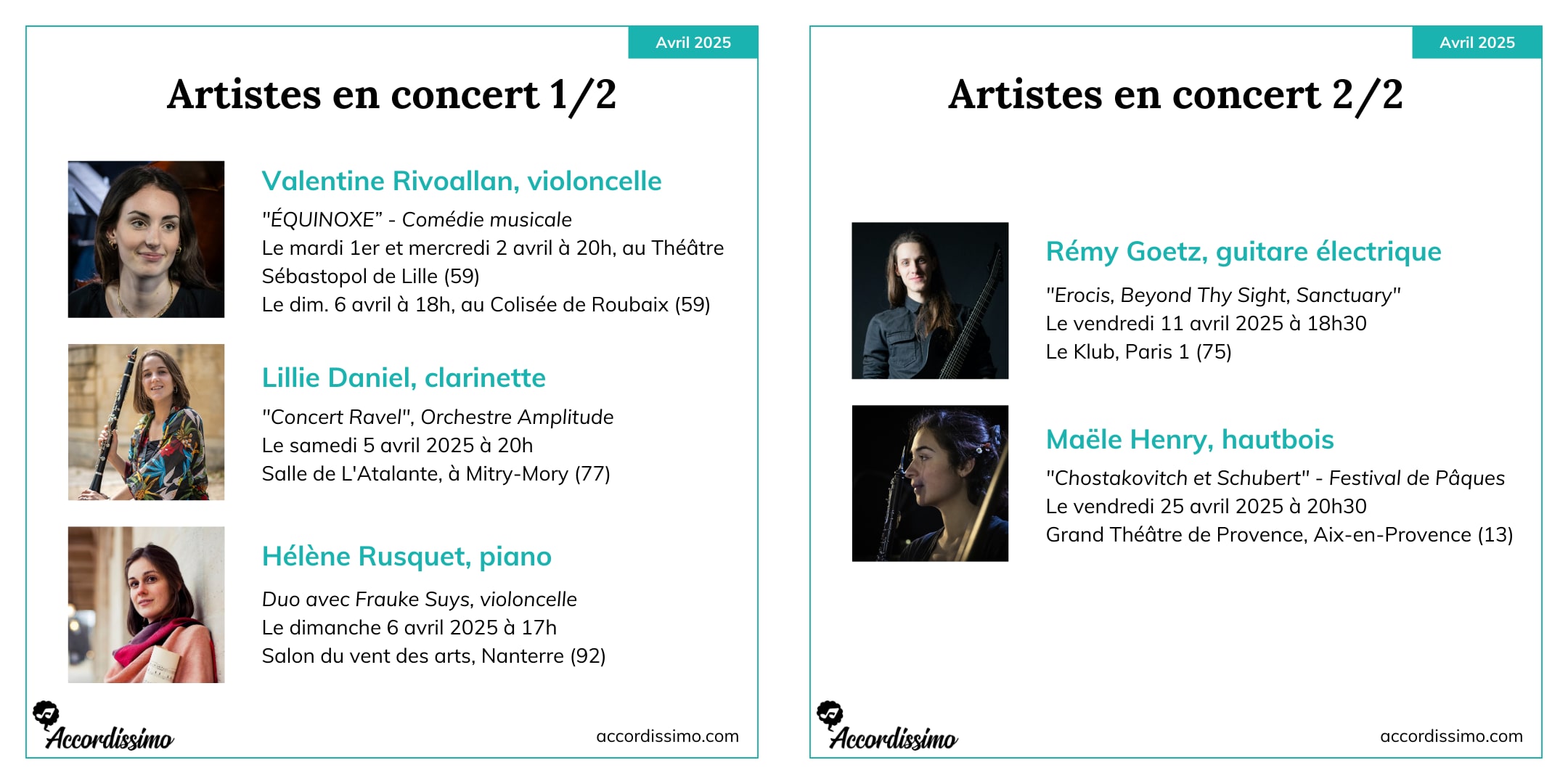Actualités des artistes - Avril 2025 - Accordissimo